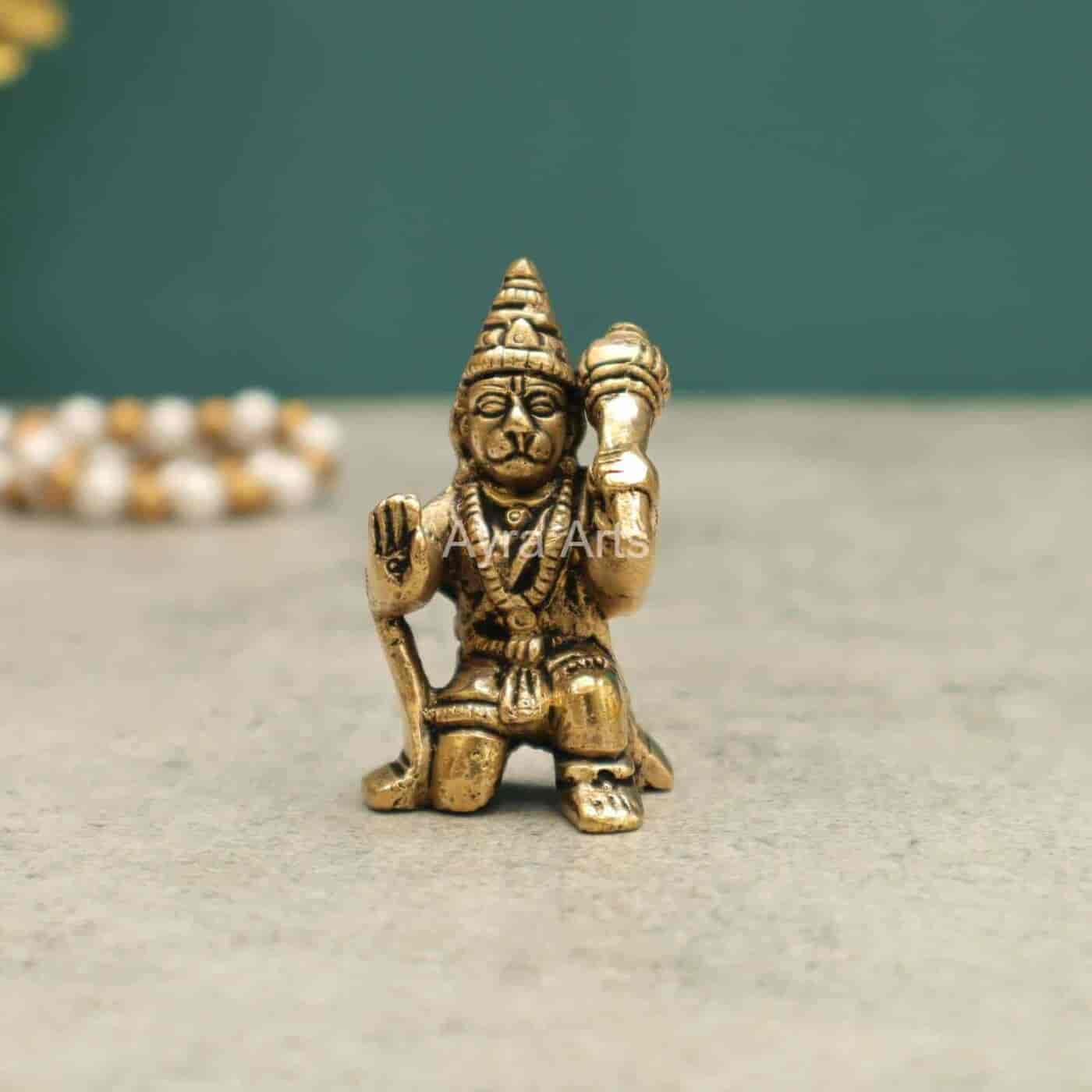Blessing Small Lord Hanuman Good Luck Pure Brass Idol - 2 Inch Height