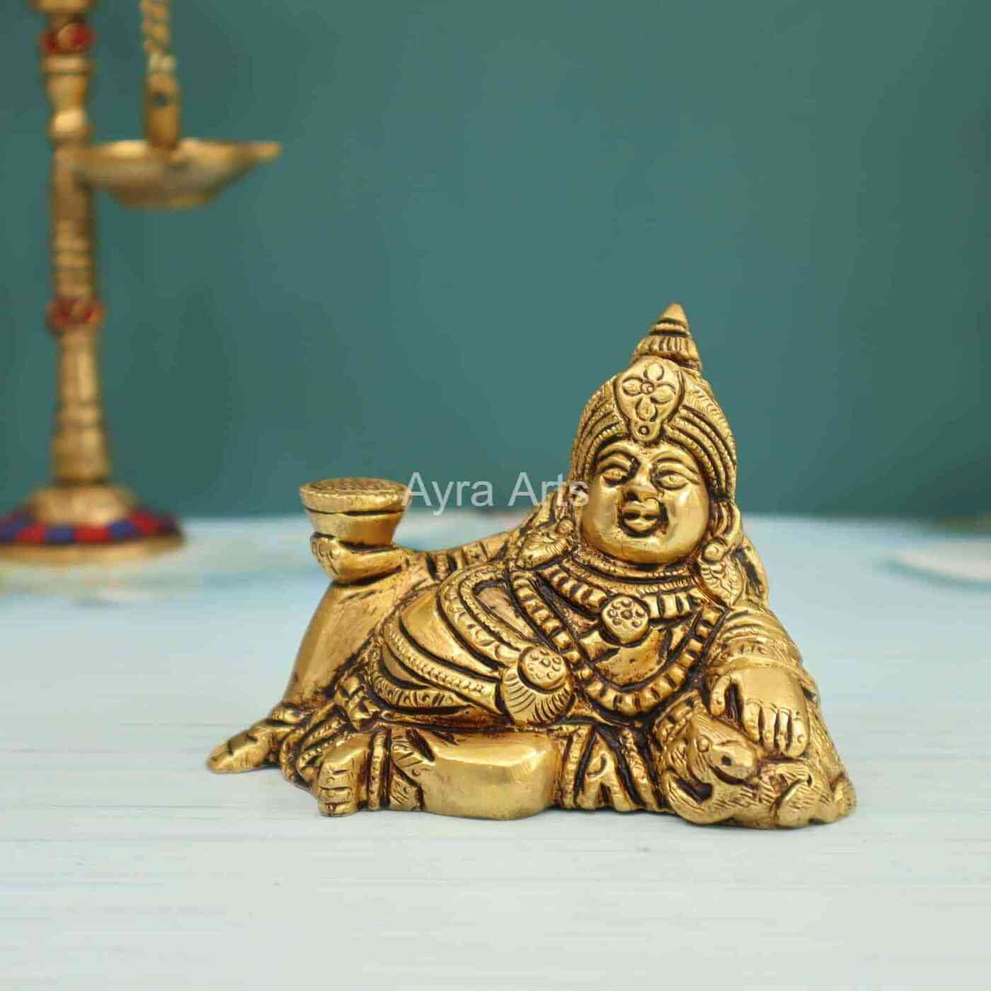 Brass Kuber Kuvera Kubera Maharaja Idol for Wealth & Prosperity - 3 ...