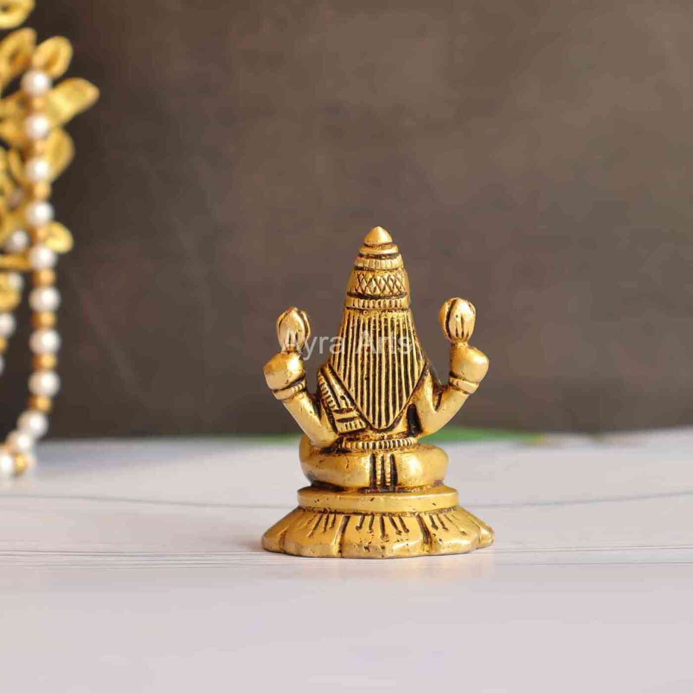 Brass Small Goddess Lakshmi Devi Idol for Pooja and wealth - 3 Inch Height