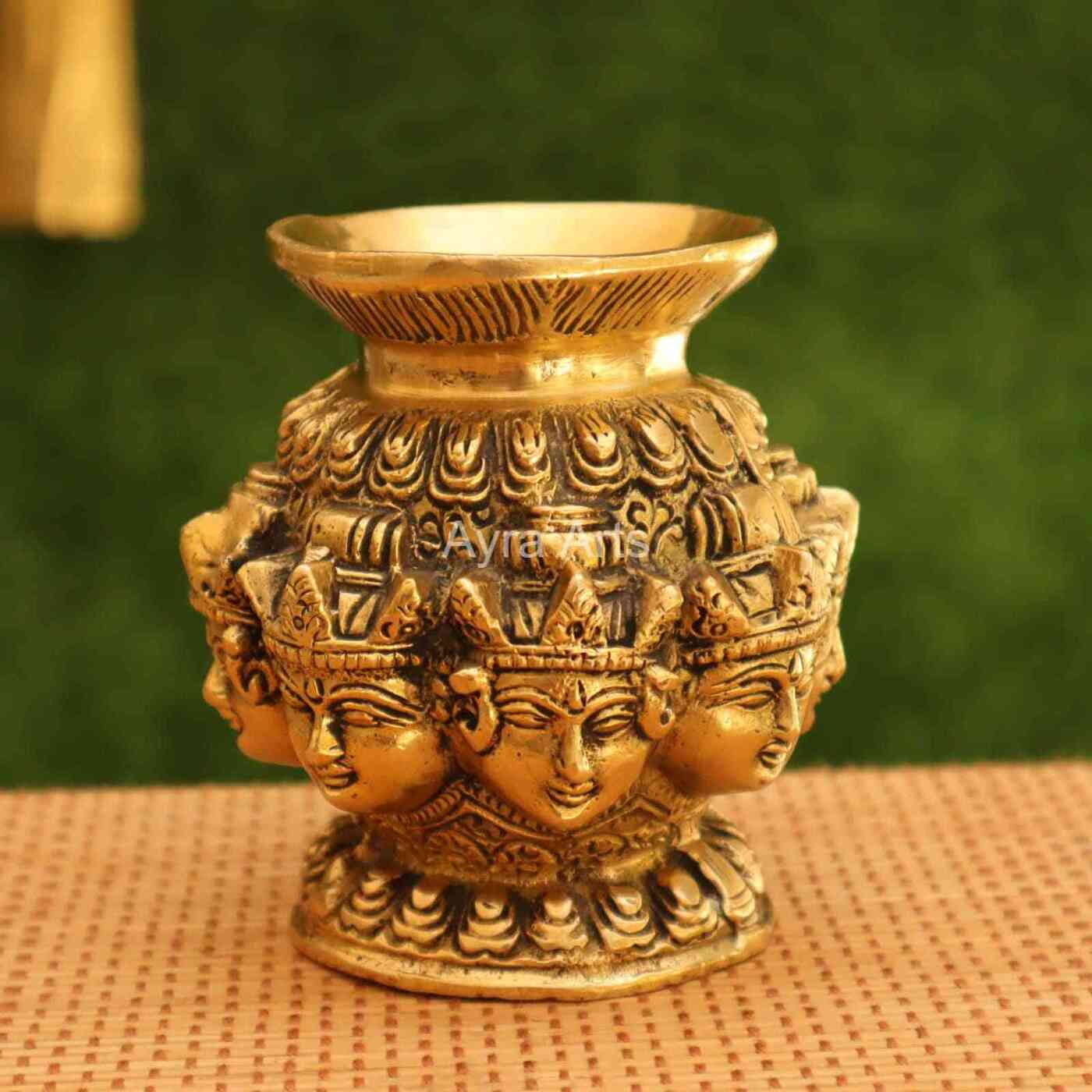 Brass Ashtalakshmi Kalasham For Pooja with 8 Laxmi Head for Wealth ...
