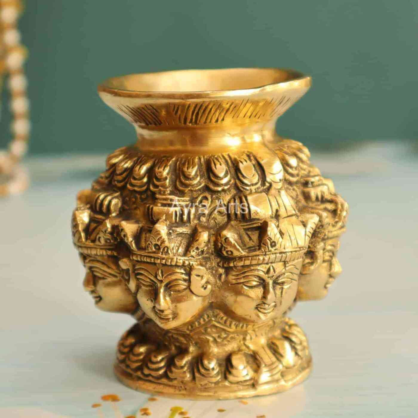 Brass Ashtalakshmi Kalasham For Pooja with 8 Laxmi Head for Wealth ...