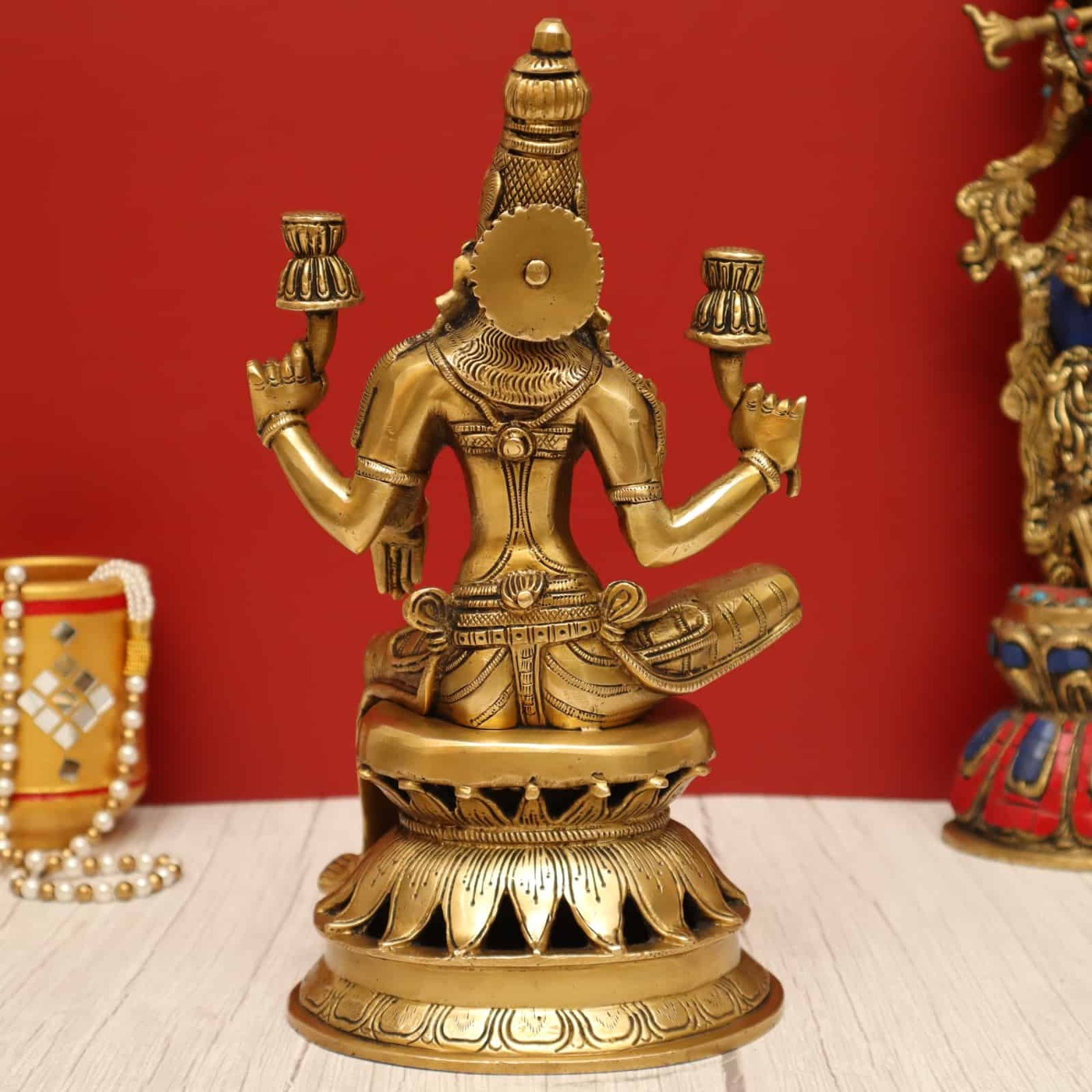 Brass Exquisite Lakshmi Devi Idol - 12 Inch Height - Auspicious Symbol ...