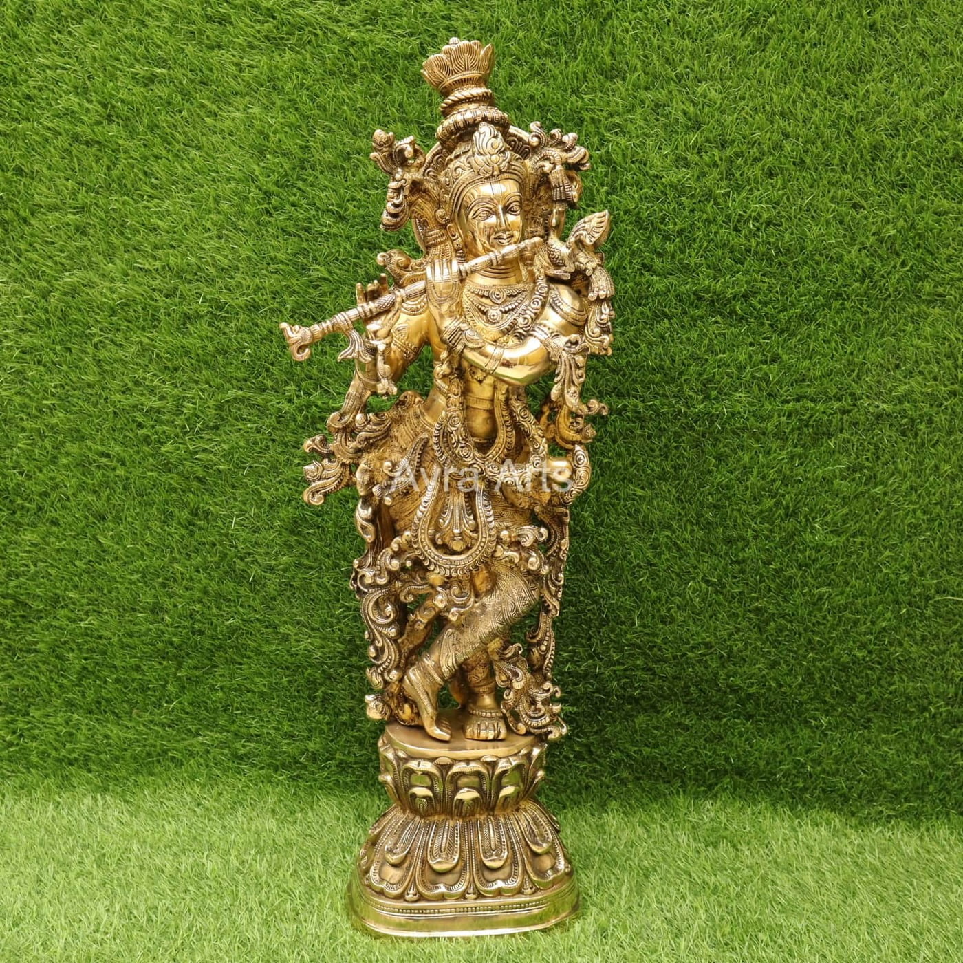 Handmade Brass Lord Krishna Kishan Gopal Murti Idol Statue - 29 Inch Height