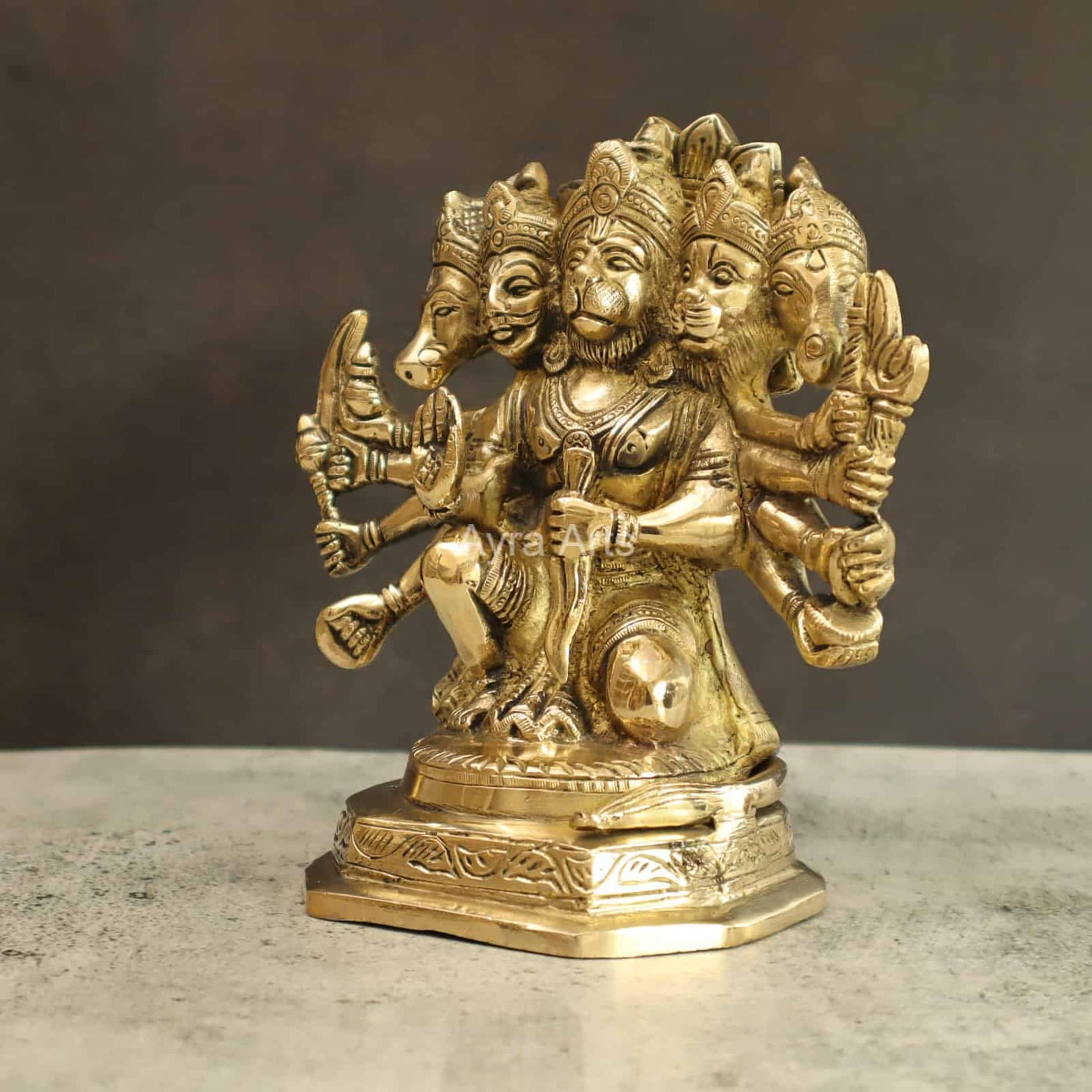 Sacred Brass Pancha Mukha Hanuman - 7 inches