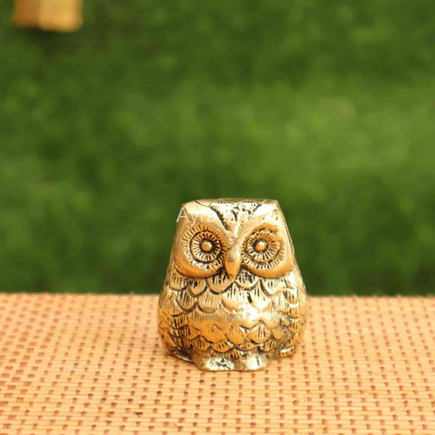 Brass Feng Shui Owl Bird Idol Of Wisdom And Protection - 2 Inch Height