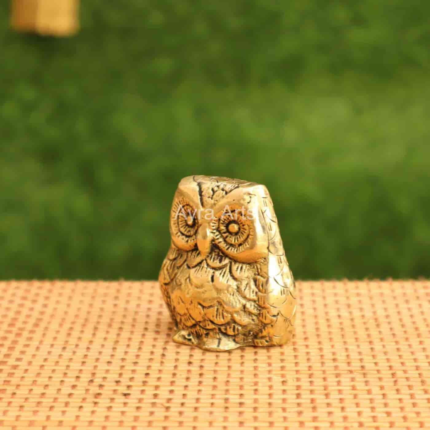 Brass Feng Shui Owl Bird Idol Of Wisdom And Protection - 2 Inch Height