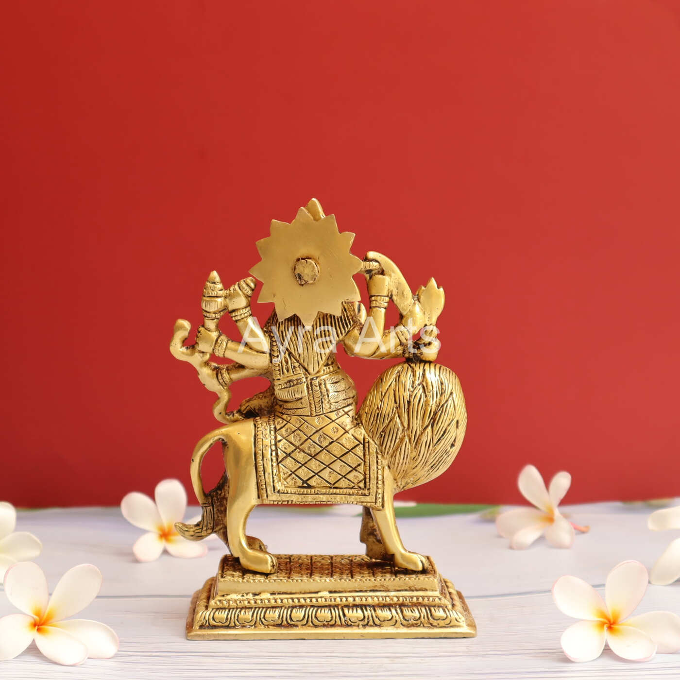 Handcrafted Goddess Durga idol in Pure Brass Devi Maa Sitting On The ...