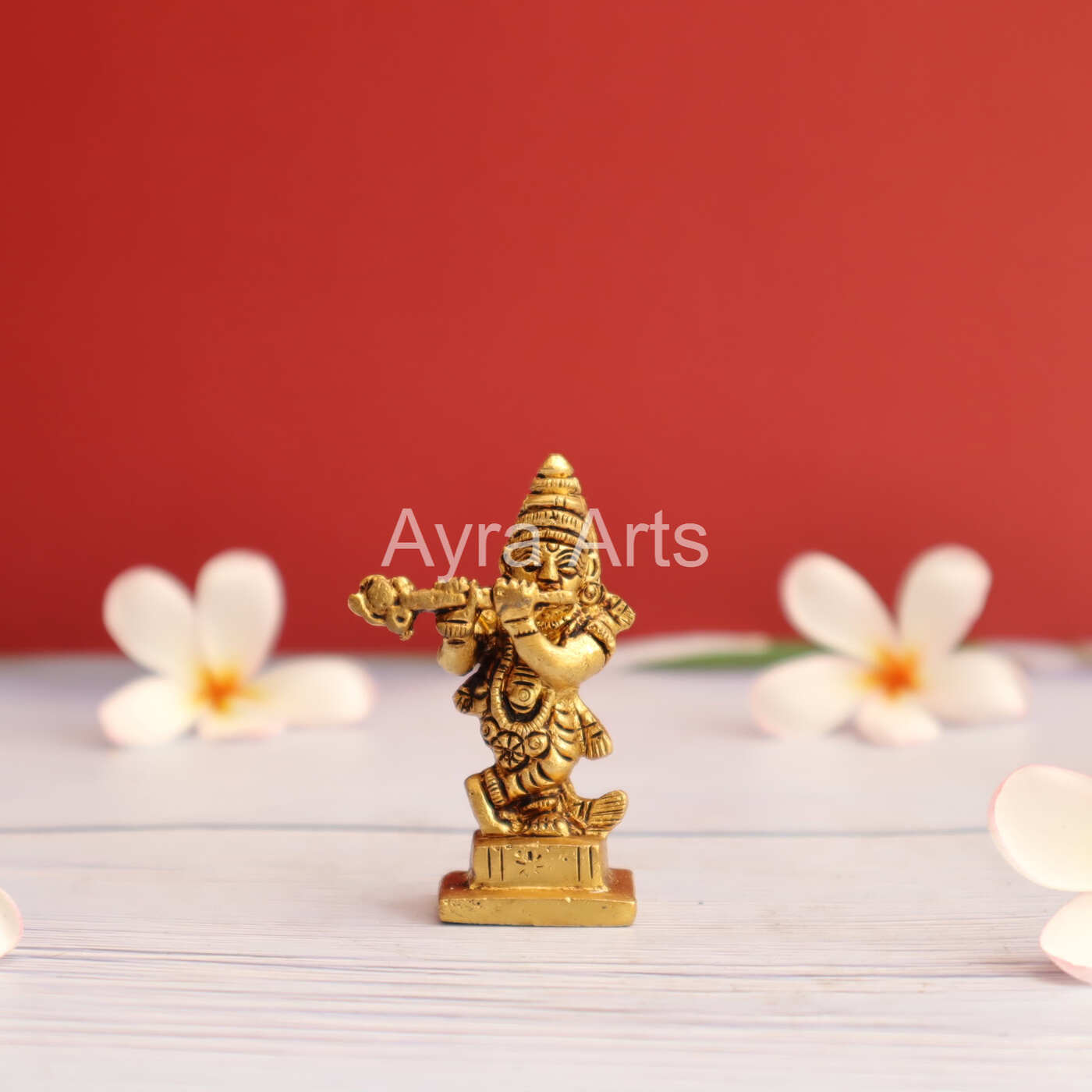 Auspicious Handicraft of Shree Lord Krishna Small Idol in Brass - 2.2 ...