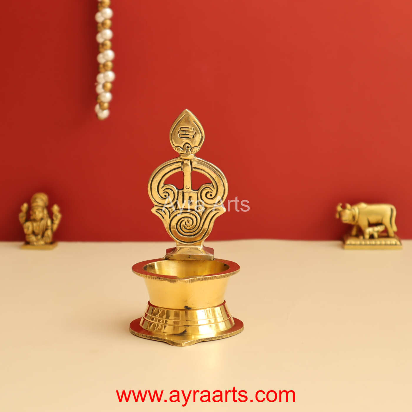 Traditional Brass Antique Murugan Om Vel Deepam for Pooja Diya - 5 Inch ...