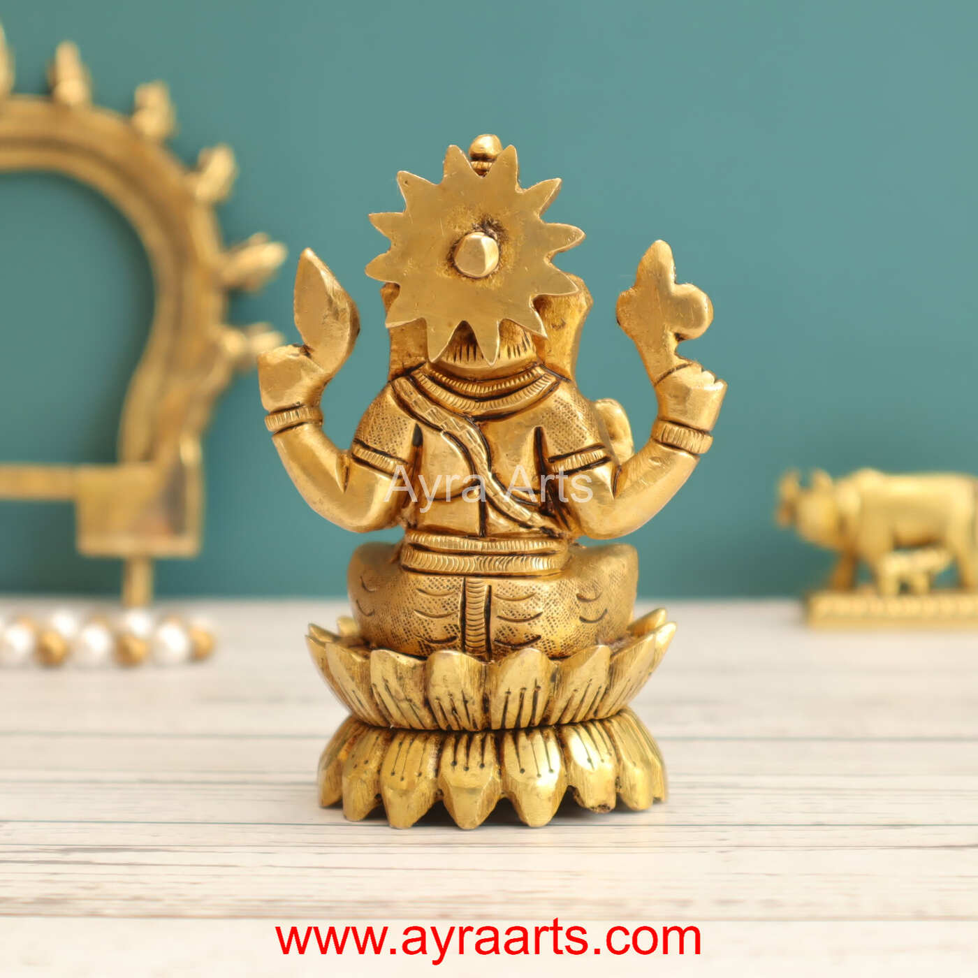 Brass Load Ganesha Idol in Kamala asana - 3.5 Inch Height