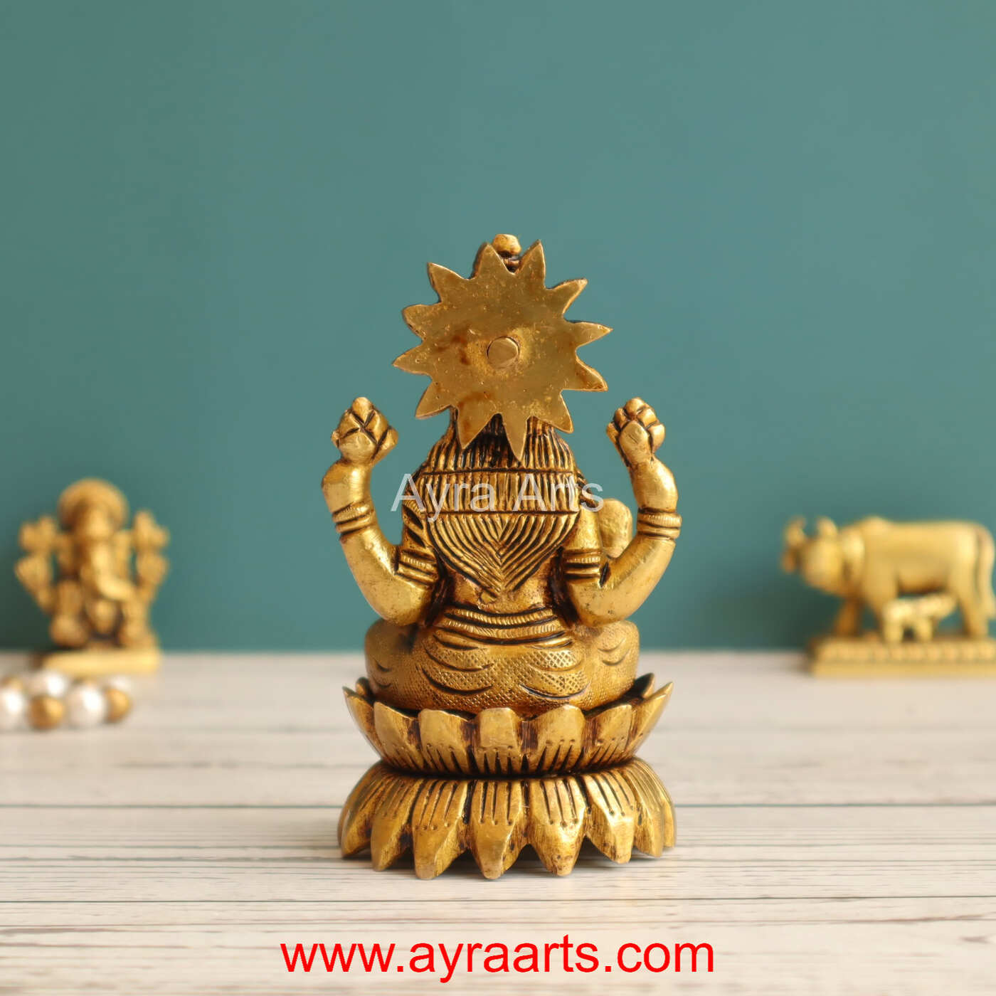 Brass Goddess Lakshmi Idol in Kamala asana - 3.5 Inch Height