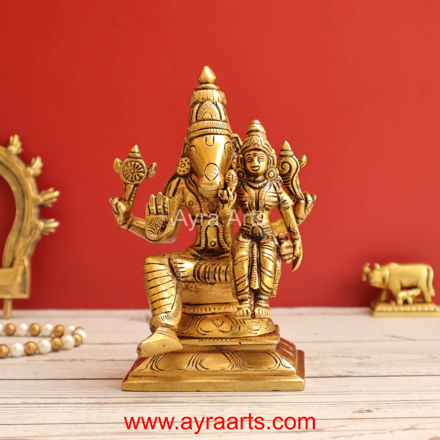 Brass Lakshmi Hayagriva Varaha Lakshmi Idol - 6.5 Inch Height