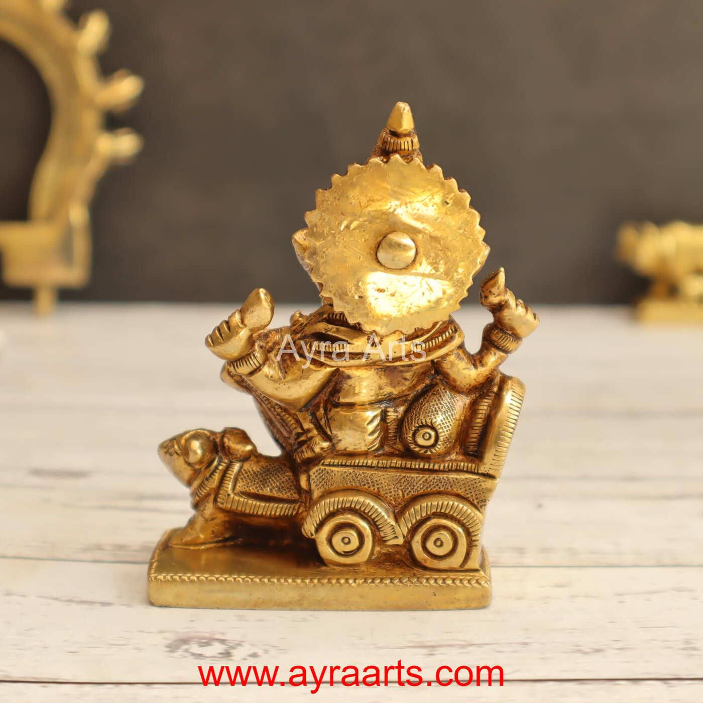Brass Ganesh Bhagwan Idol Rath Ganesha Statue - 4 Inch Height