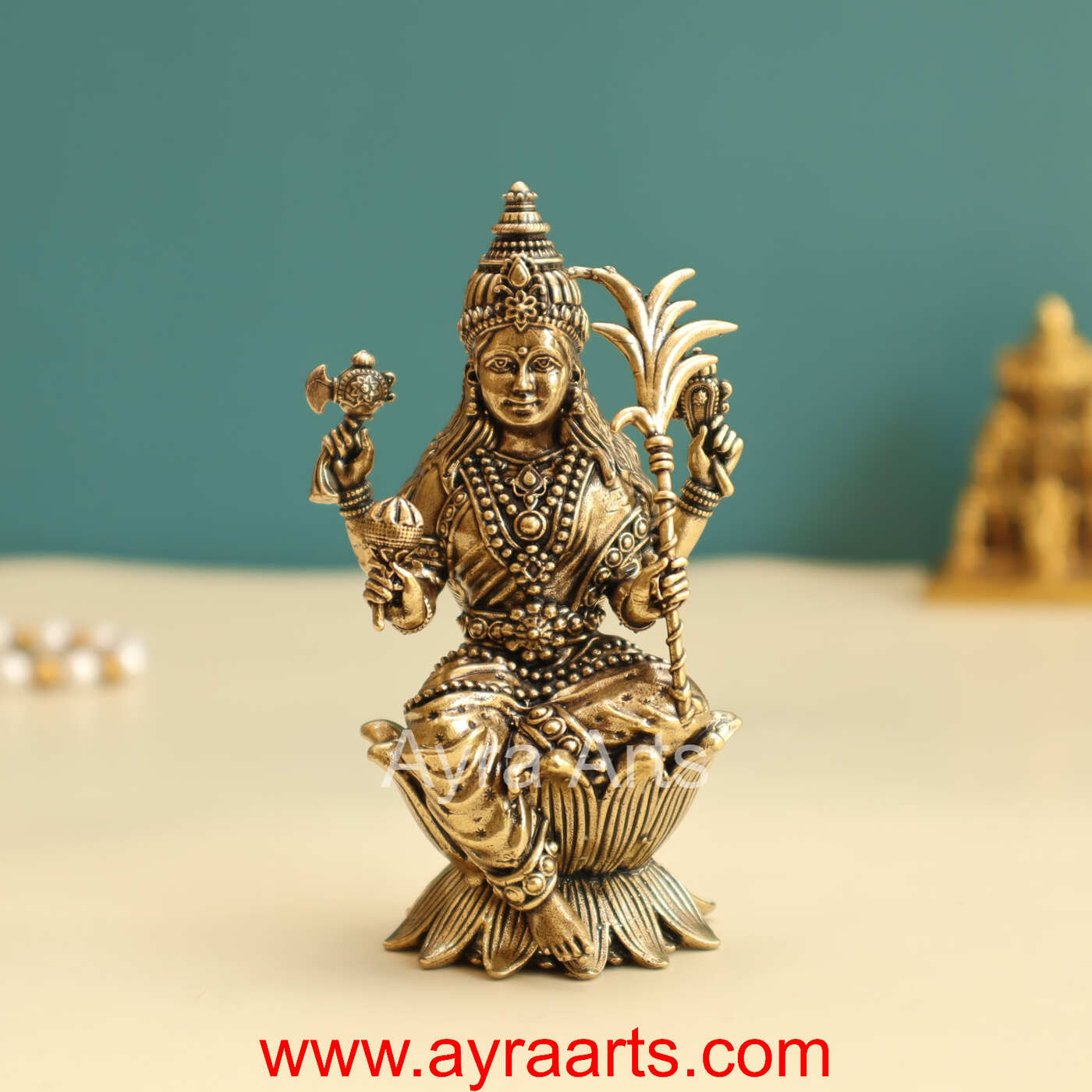 Premium Brass Goddess Rajarajeshvari Lalitha Devi Sitting on Lotus - 4 ...