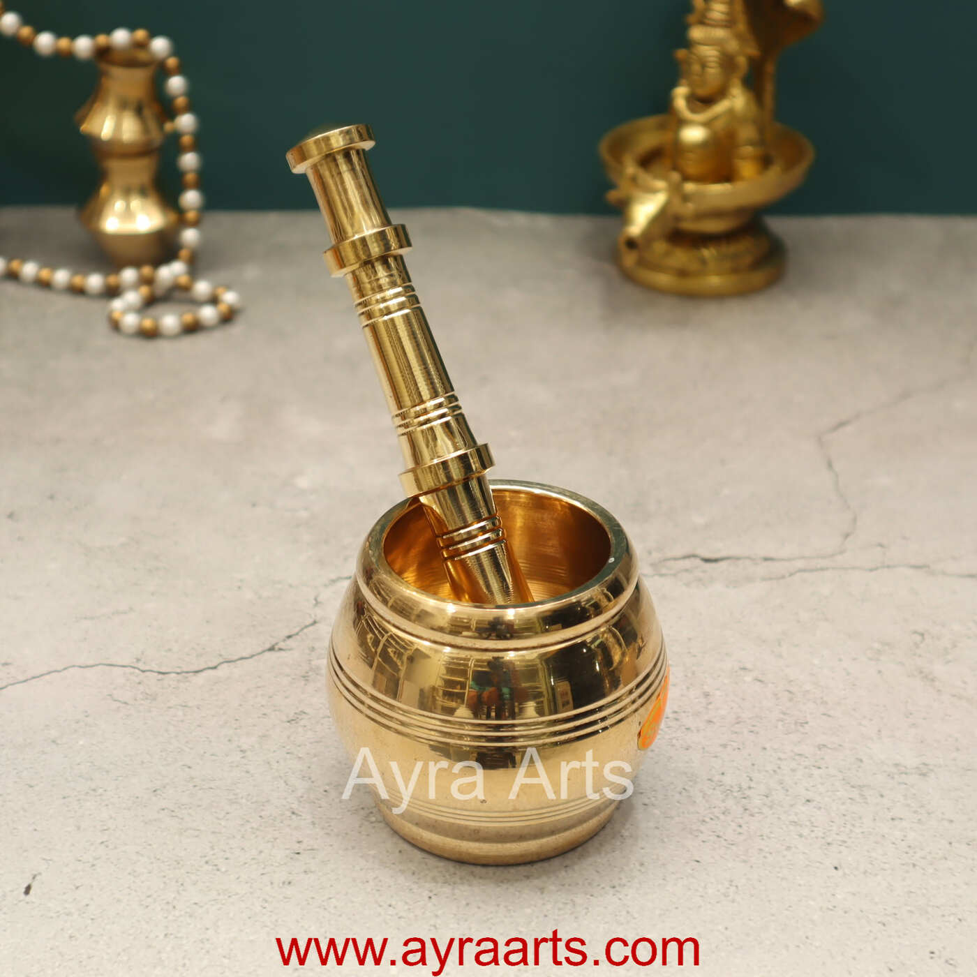 Pure Brass Kutani Small Mortar and Pestle Traditional Hand Smasher ...