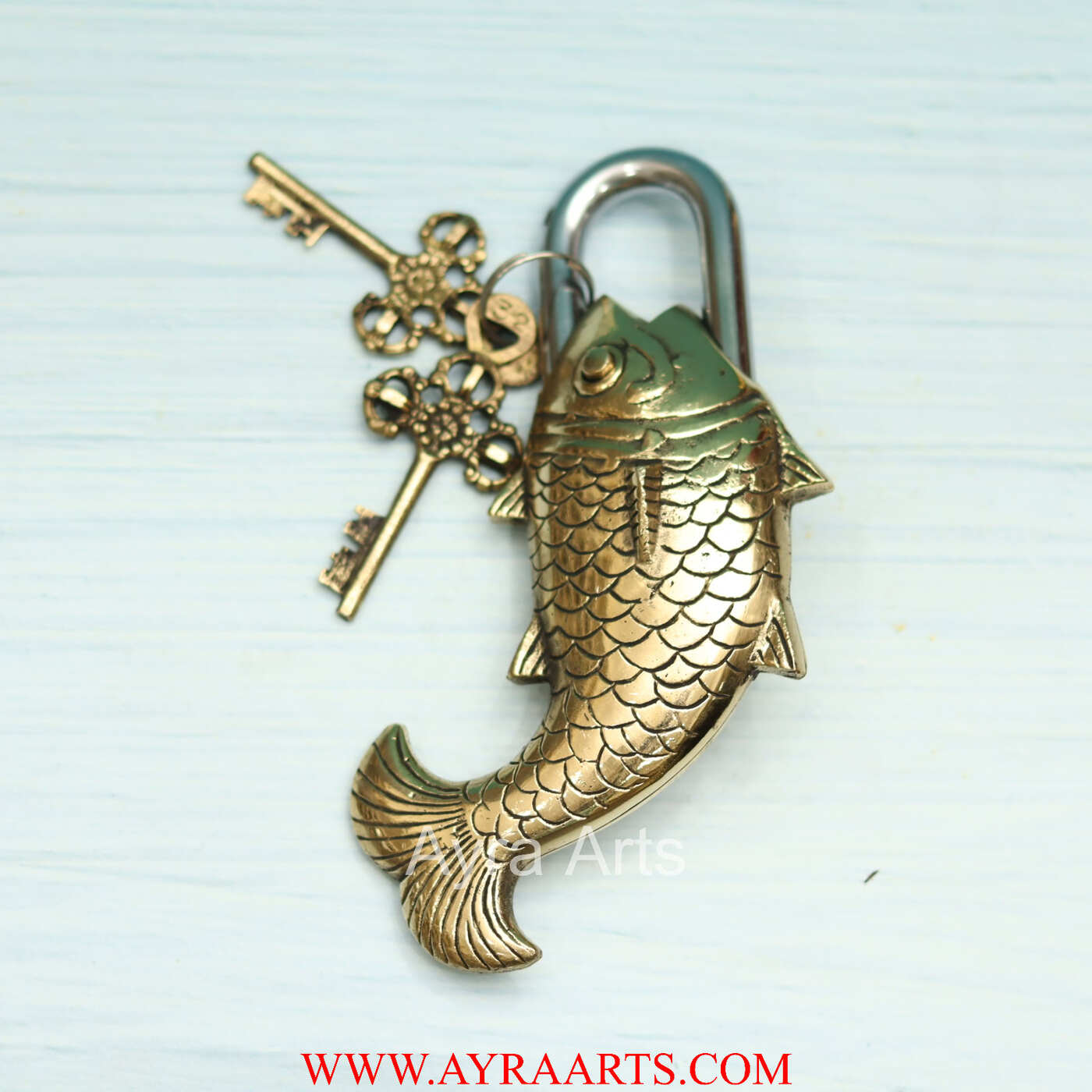 Brass Fish Design Lock Vintage Padlock with 2 Keys Handmade Antique ...
